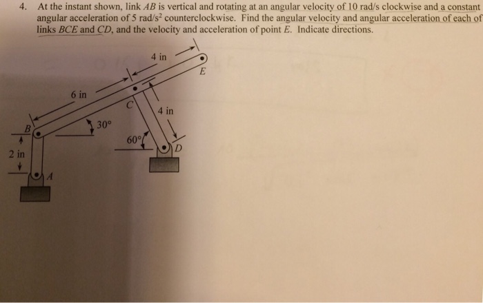 Solved At the instant shown, link AB is vertical and | Chegg.com