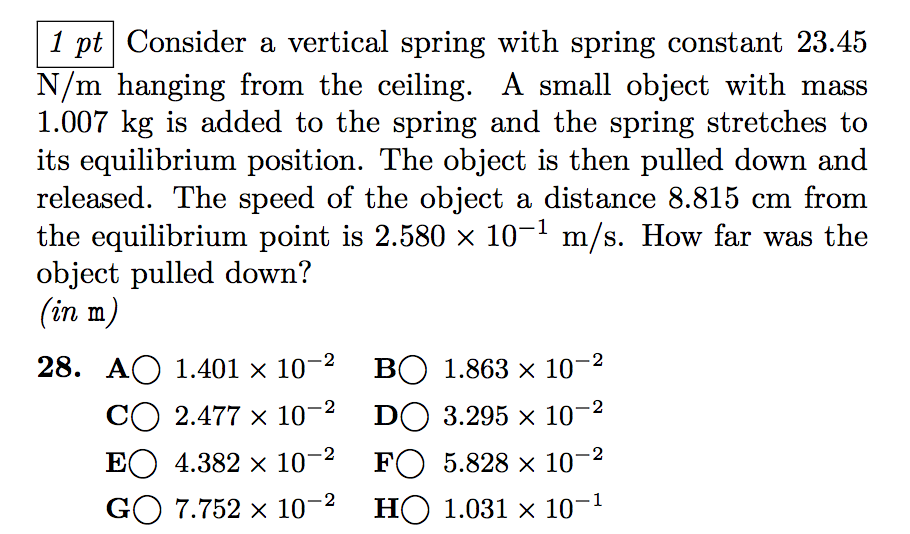 Solved Consider a vertical spring with spring constant 23.45 | Chegg.com