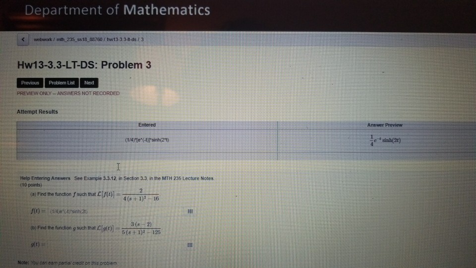 Solved Department of Mathematics | Chegg.com
