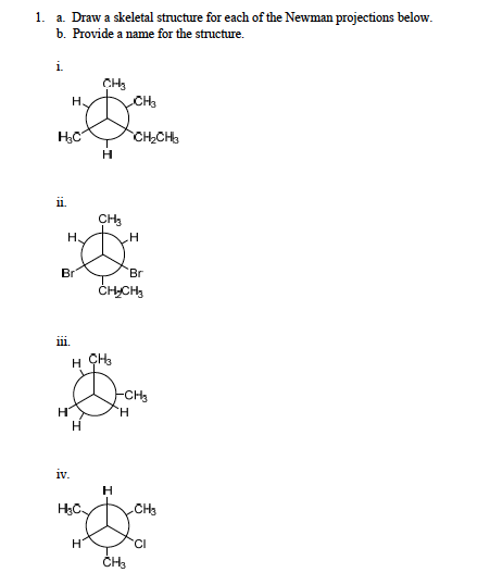 Solved a. Draw a skeletal structure for each of the Newman | Chegg.com