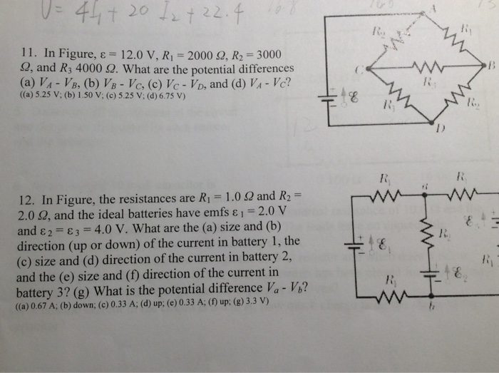 11. In Figure. E 12.0V, R1 = 2000 om, R = 3000 om, | Chegg.com