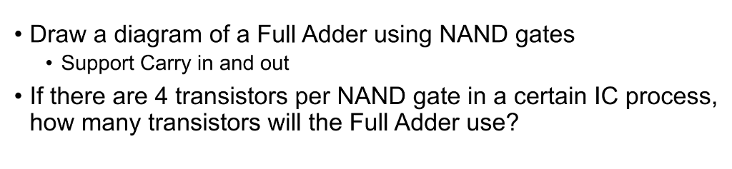 Solved Draw a diagram of a Full Adder using NAND gates | Chegg.com