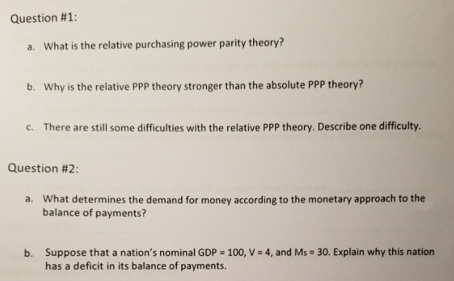 Solved Question #1: a. What is the relative purchasing power | Chegg.com