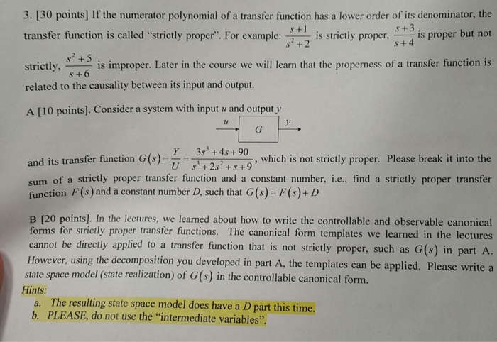 Solved If the numerator polynomial of a transfer function | Chegg.com