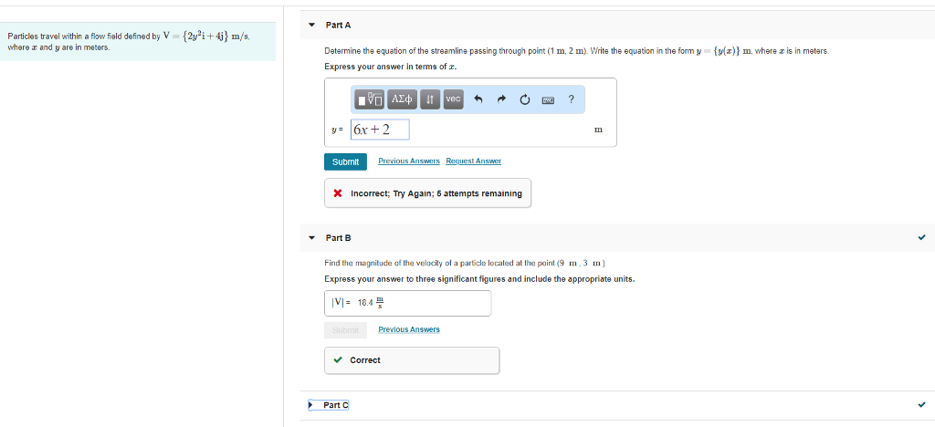 Solved Particles travel within a flow field defined by | Chegg.com