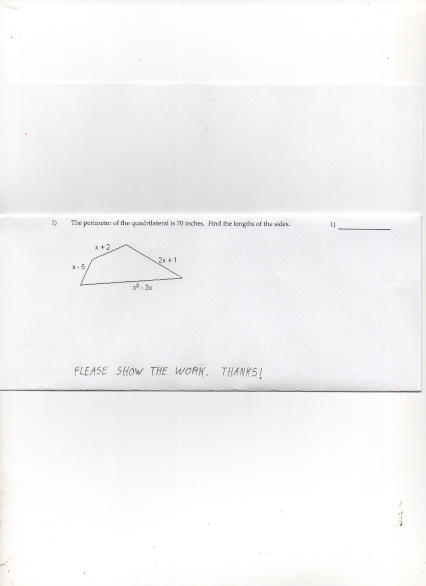Solved The perimeter of the quadrilateral is 70 inches. Find | Chegg.com