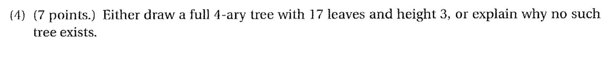 Solved Either draw a full 4-ary tree with 17 leaves and | Chegg.com