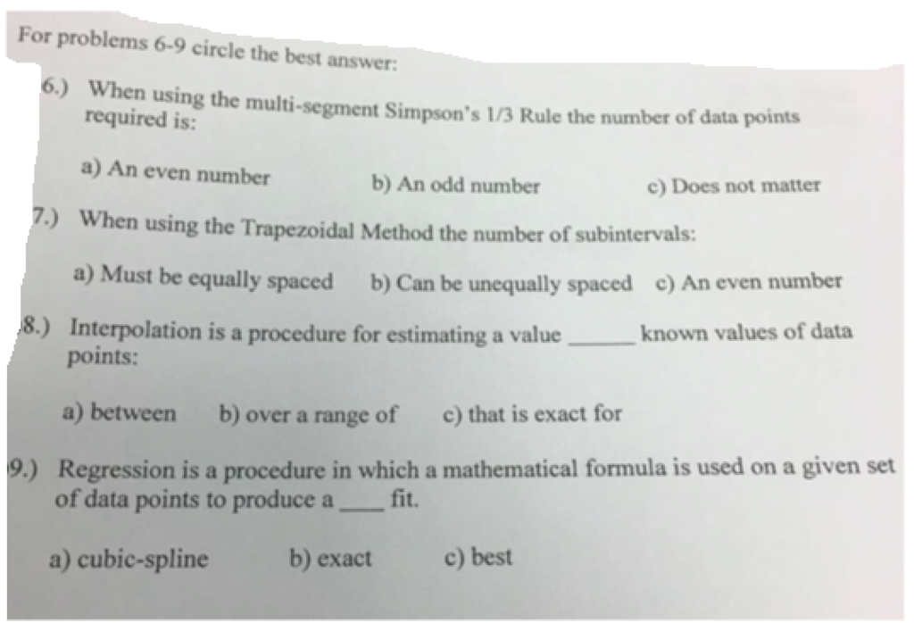 Solved For problems 6-9 circle the best answer 6.) When | Chegg.com