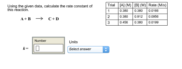 Solved Using the given data, calculate the rate constant of | Chegg.com
