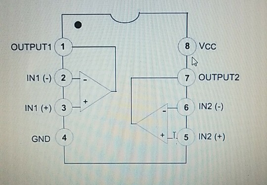 Solved OUTPUT1 ( 1 8 VCC IN1 2H 7 OUTPUT2 IN1(4) 3ー 2-6 IN2 | Chegg.com