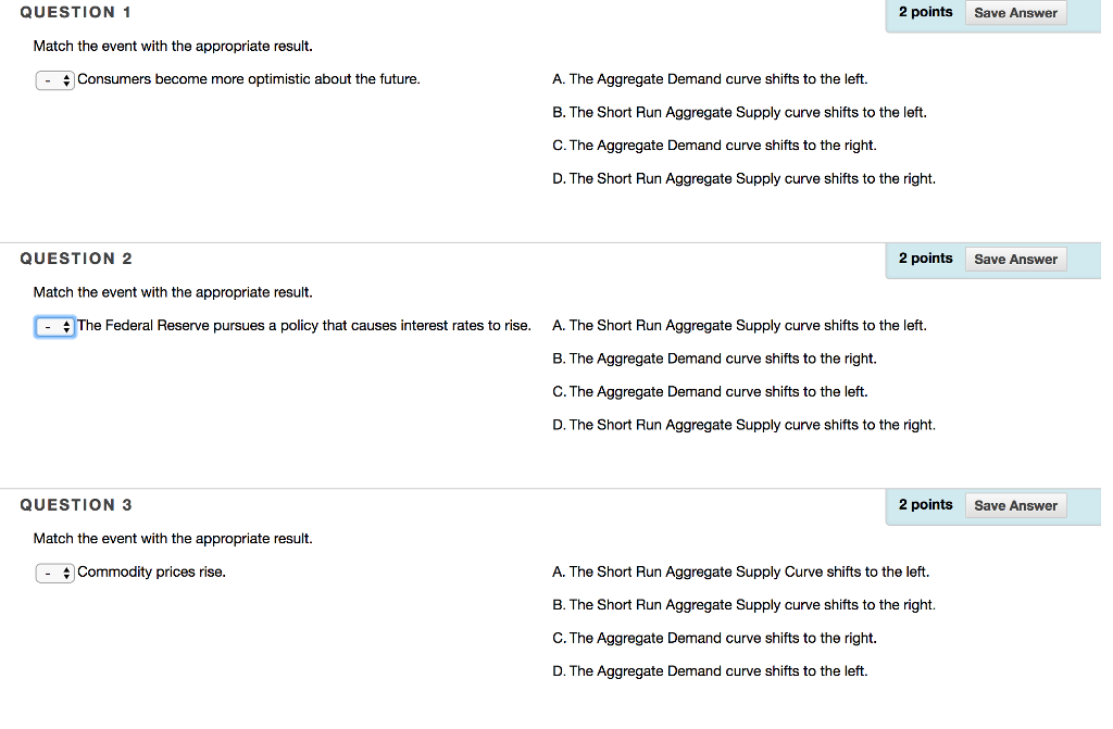 Solved QUESTION 1 2 points Save Answer Match the event with | Chegg.com