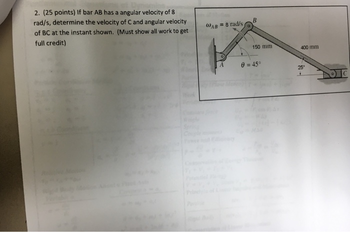 Solved If bar AB has a angular velocity of 8 rad/s, | Chegg.com