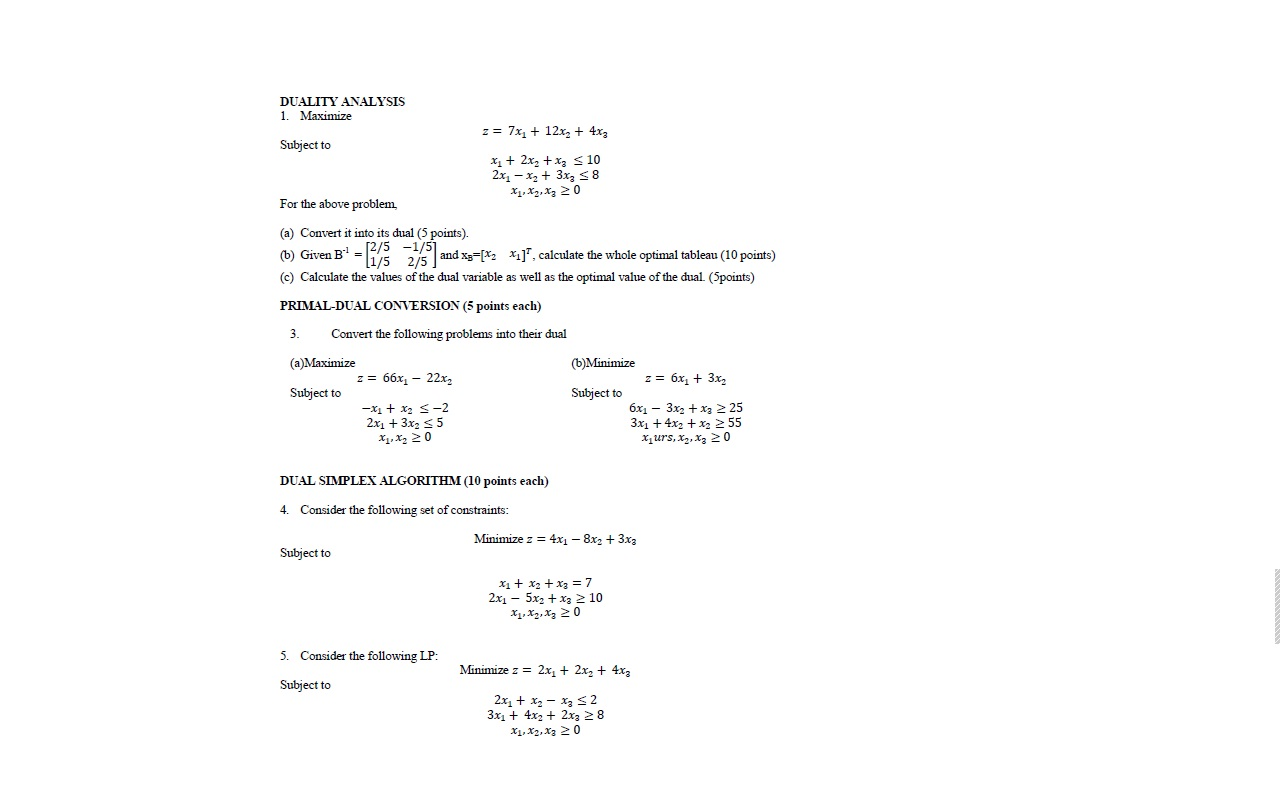 Maximize z = 7x1 + 12X2 + 4x3 Subject to x1 + 2x2 + | Chegg.com