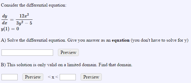 Solved DIFFERENTIAL EQUATION Consider the differential | Chegg.com