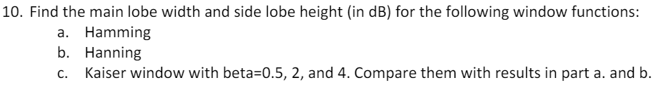 Solved Find the main lobe width and side lobe height (in dB) | Chegg.com