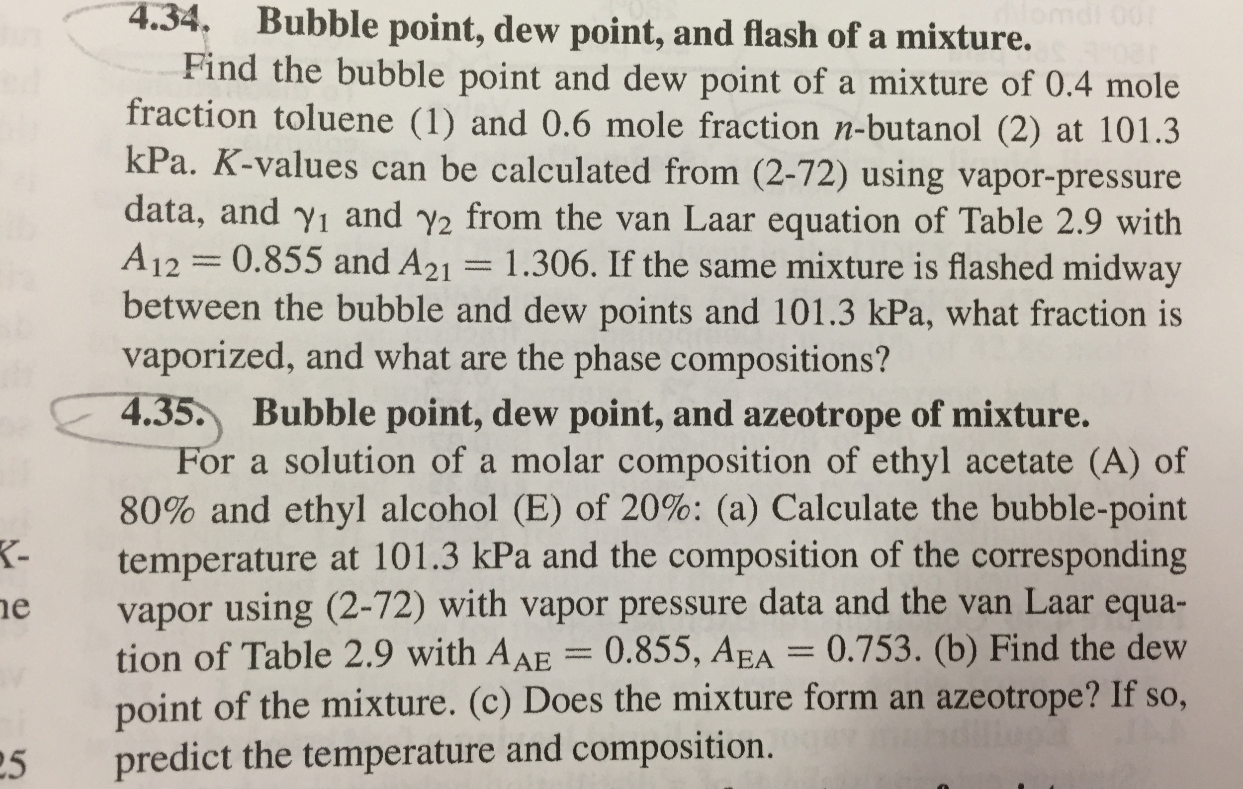 Solved Find the bubble point and dew point of a mixture of | Chegg.com