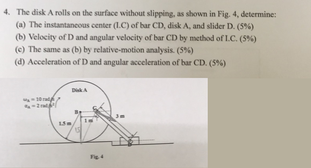 Solved 4. The disk A rolls on the surface without slipping, | Chegg.com