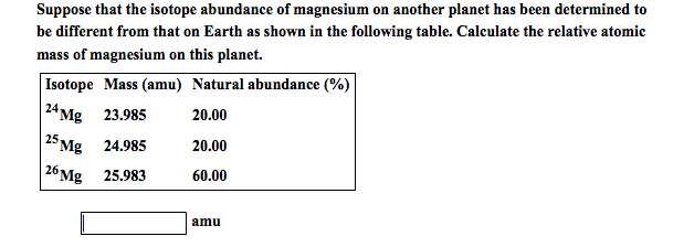 Solved Suppose that the isotope abundance of magnesium on | Chegg.com
