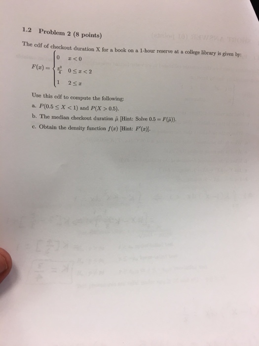 Solved The cdf of checkout duration X for a book on a 1-hour | Chegg.com