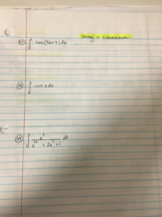 Solved Using substituition: integral tan (4 theta + 9)d | Chegg.com