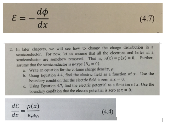 Solved epsilon = -d phi/dx In later chapters, we will sec | Chegg.com