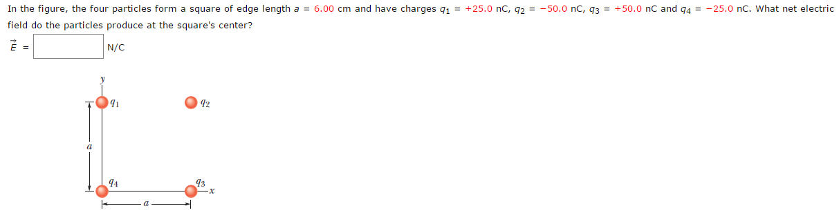 Solved In the figure, the four particles form a square of | Chegg.com