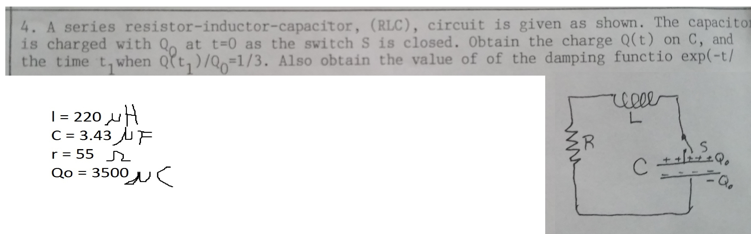 Solved A Series Resistor Inductor Capacitor Rlc Circuit