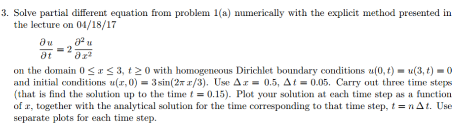 Solved Solve partial different equation from problem 1(a) | Chegg.com