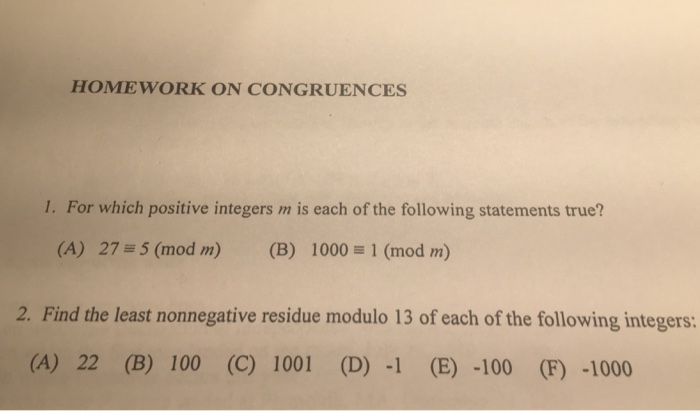 Solved For which positive integers m is each of the | Chegg.com