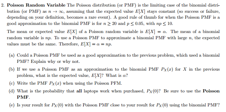 2. Poisson Random Variable The Poisson distribution | Chegg.com