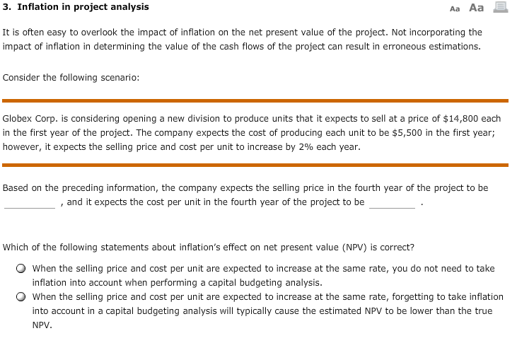 Solved Inflation in project analysis It is often easy to | Chegg.com