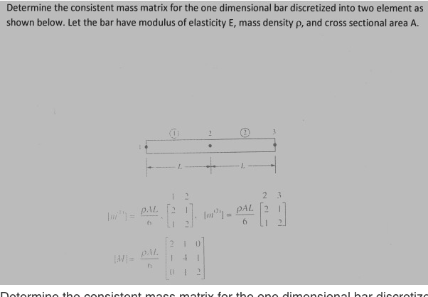 Determine the consistent mass matrix for the one | Chegg.com
