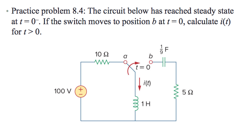 Solved The Circuit Below Has Reached Steady State At T