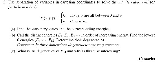 Solved 3 Use Separation Of Variables In Cartesian