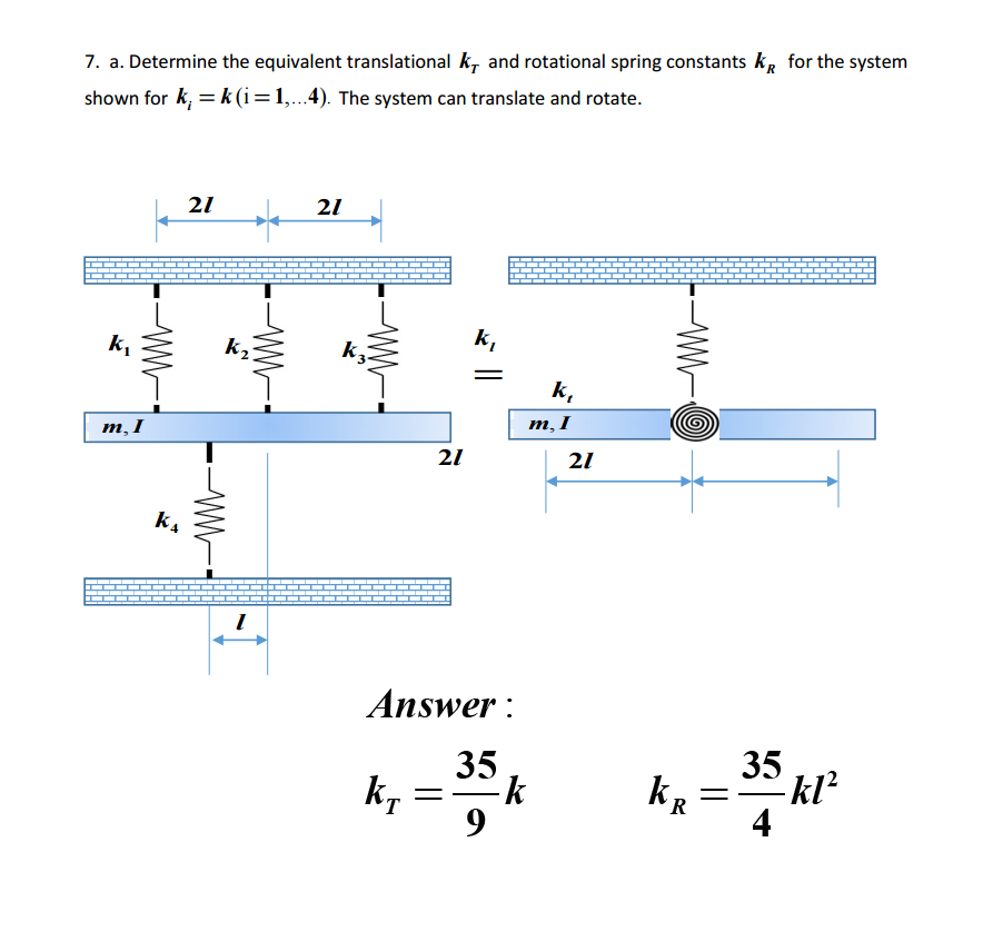 Determine the equivalent translational k_T and | Chegg.com