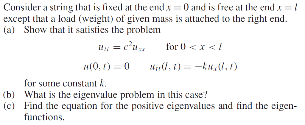 Solved Consider a string that is fixed at the end x = 0 and | Chegg.com