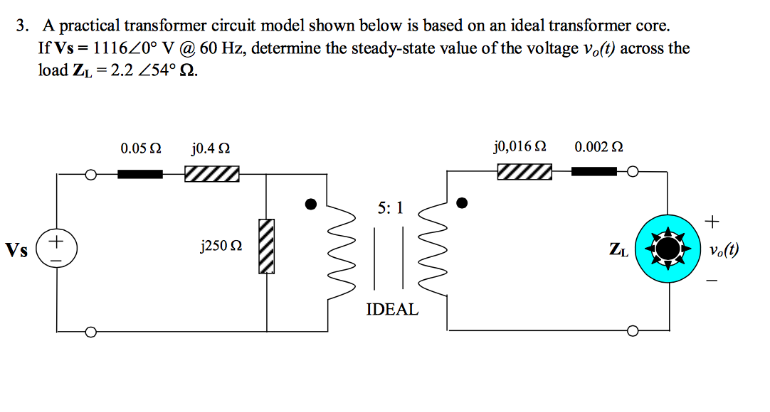 Solved 3. A practical transformer circuit model shown below | Chegg.com