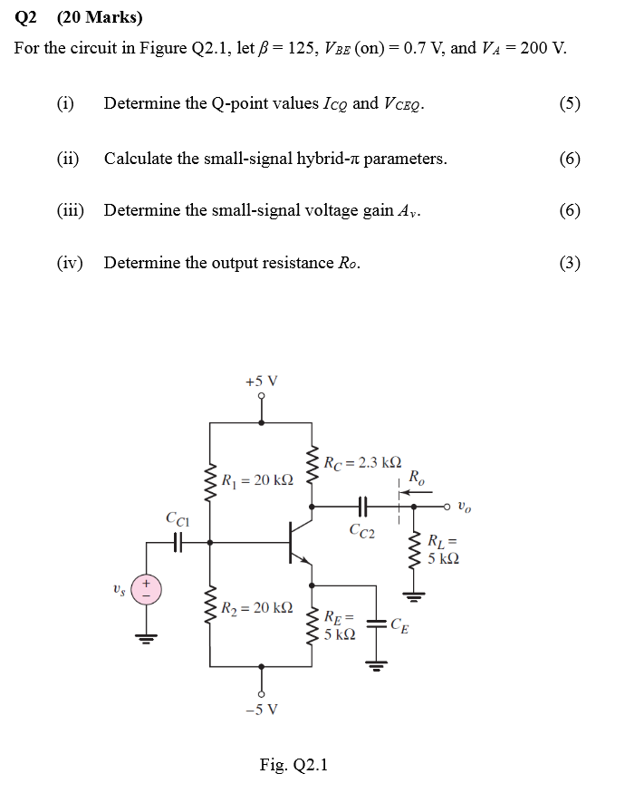Solved Q2 (20 Marks) For the circuit in Figure Q2.1, let = | Chegg.com