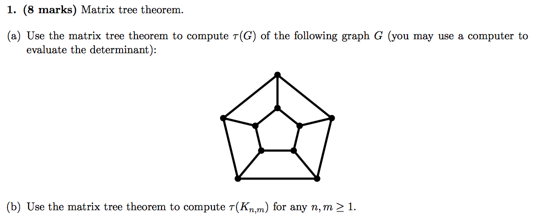 Solved Matrix tree theorem. Use the matrix tree theorem to | Chegg.com