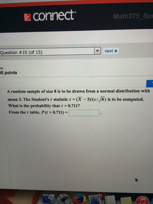 Solved connect Math375 Sp next I nex Question #10 (of 15) 0 | Chegg.com
