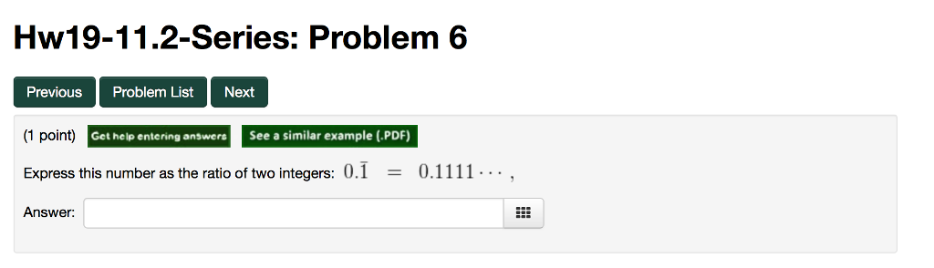 Solved Hw19-11.2-Series: Problem 6 Previous Problem ListNext | Chegg.com