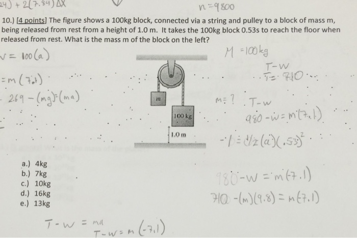 Solved The figure shows a 100kg block, connected via a | Chegg.com Solved The figure shows a 100kg block, connected via a | Chegg.com