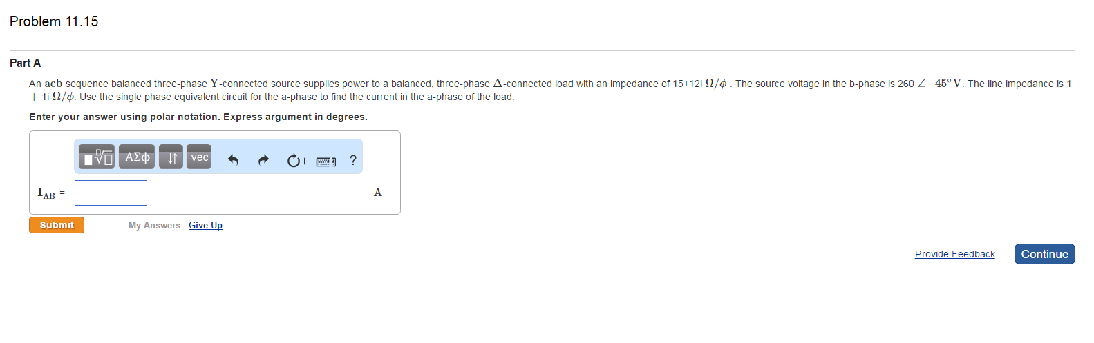 Solved ?Problem 11.15 Part A An acb sequence balanced | Chegg.com