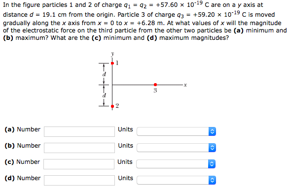 Solved In the figure particles 1 and 2 of charge q_1 = q_2 = | Chegg.com