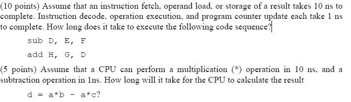 Solved Assume that an instruction fetch, operand load, or | Chegg.com