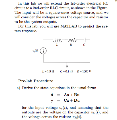 Solved In this lab we will extend the 1st-order electrical | Chegg.com