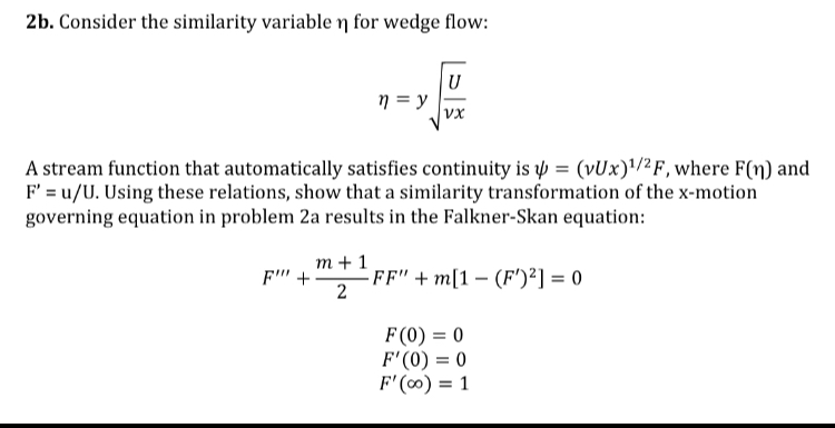 2b. Consider the similarity variable η for wedge | Chegg.com