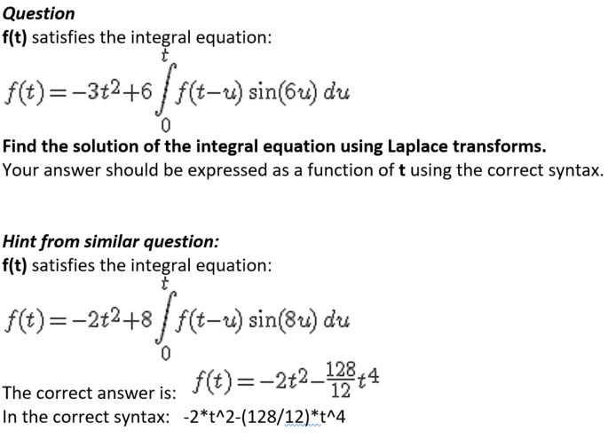 Solved Satisfies the integral equation: t f (t) = -3t^2 + | Chegg.com