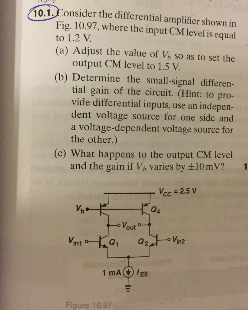 onsider the differential amplifier shown in Fig. | Chegg.com