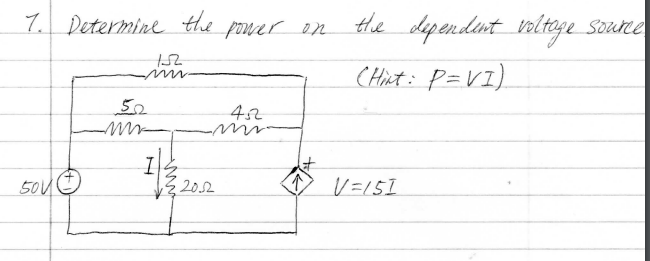 Solved Determine the power on the dependent voltage source | Chegg.com